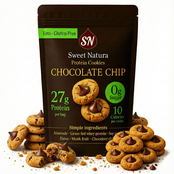 Chocolate chip grass-fed whey protein mini cookies (10 cal per cookie ...